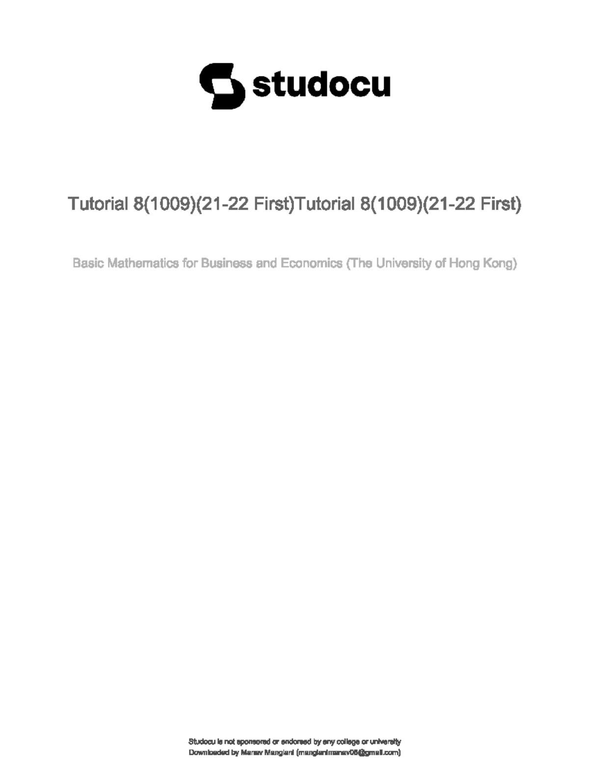 Tutorial 8 - eco hl - Studocu