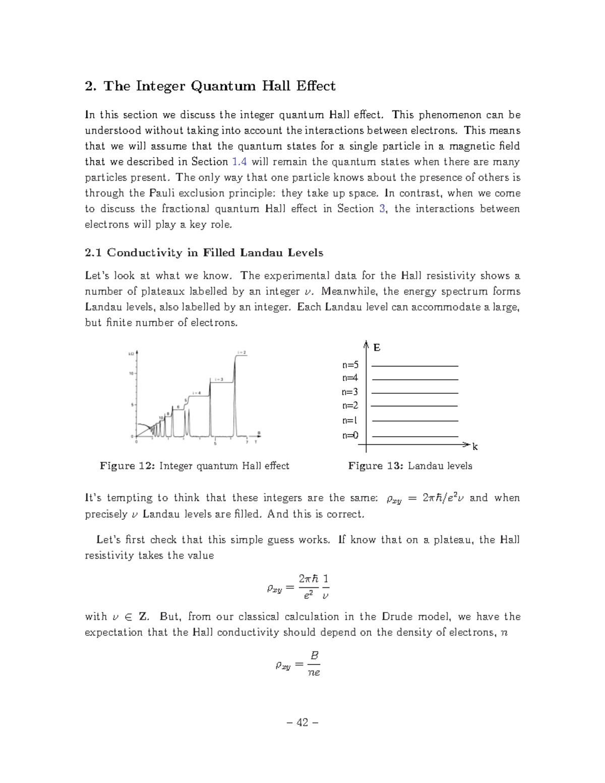 Tong QHE 2 - second set of notes - 2. The Integer Quantum Hall E↵ect In ...
