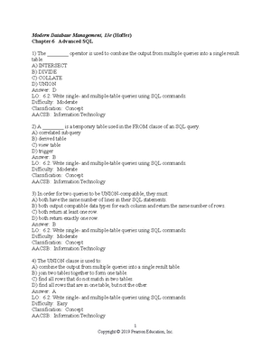 Chapter 4 - answer key - Modern Database Management, 13e (Hoffer) Chapter 4 Logical Database ...