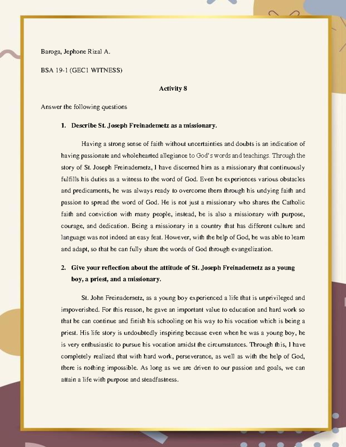 Activity 8 - - Studocu