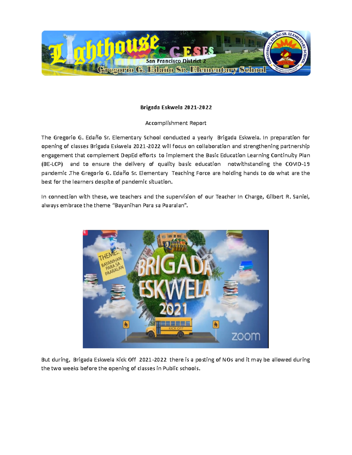 Brigada Accomplishment Reporrt - San Francisco District 2 Brigada ...