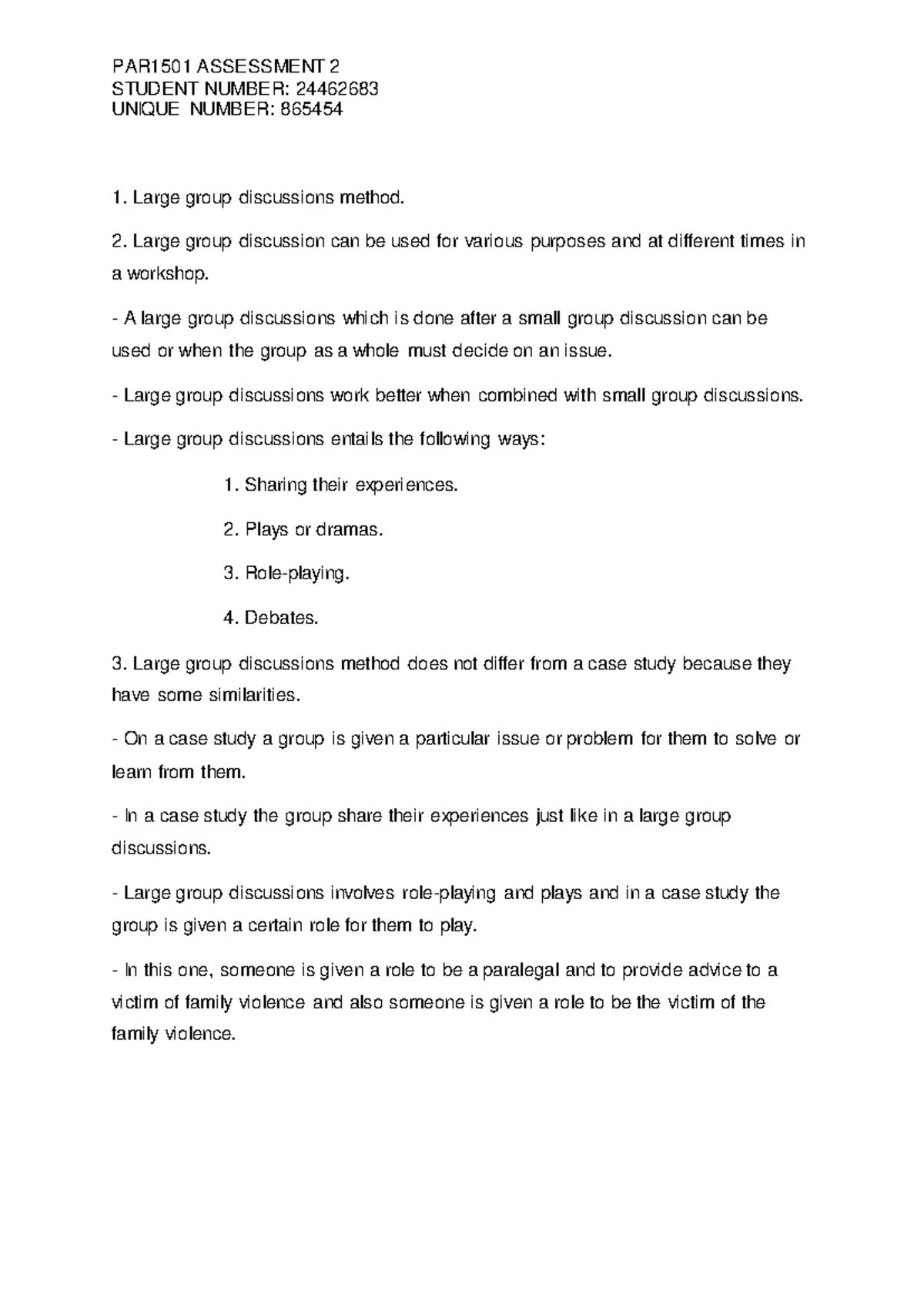 PAR1501 Assesment - PAR1501 ASSESSMENT 2 STUDENT NUMBER: 24462683 ...