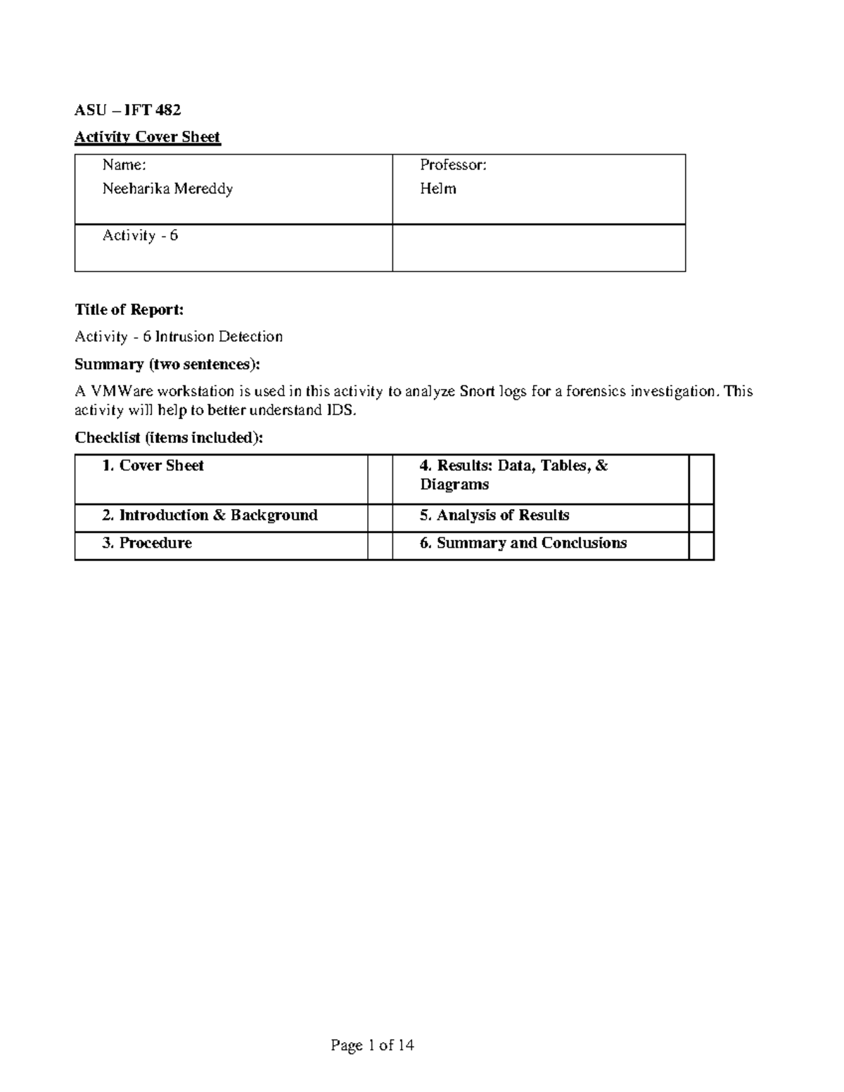 Activity-6 Intrusion Detection and Analysis - ASU – IFT 482 Activity ...