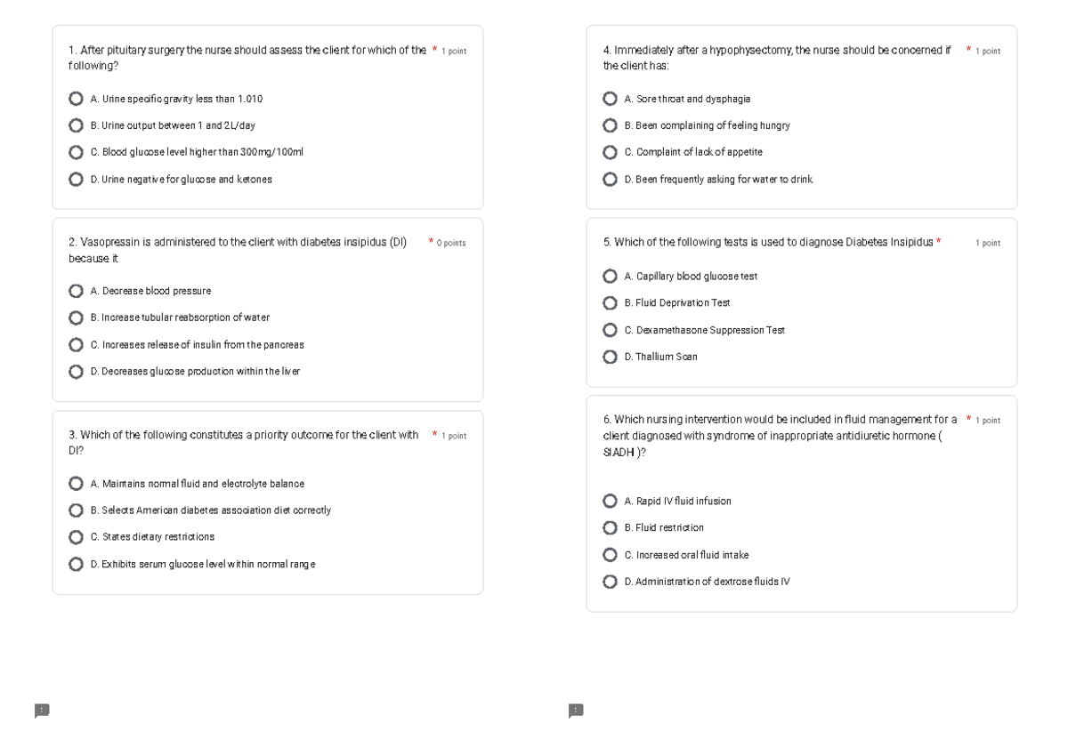 Comprehensive Phase - Workbook (Concept) - 1 point A. Urine specific ...