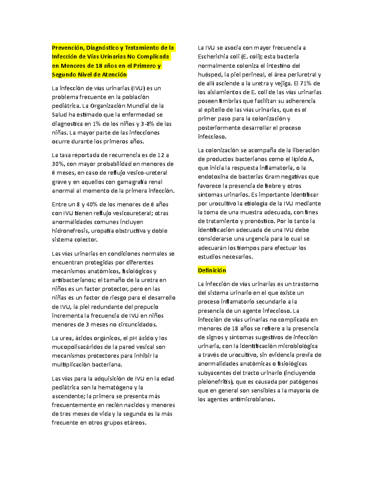 GPC IVU - resumen gpc ivu - Prevención, Diagnóstico y Tratamiento de la ...