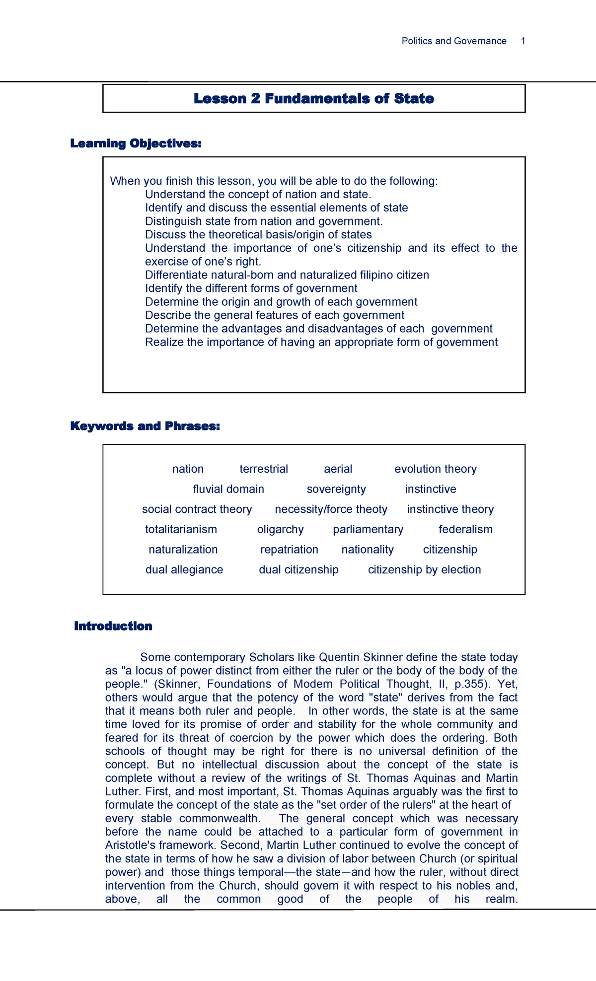 Lesson 2 - notes - Learning Objectives: Keywords and Phrases ...