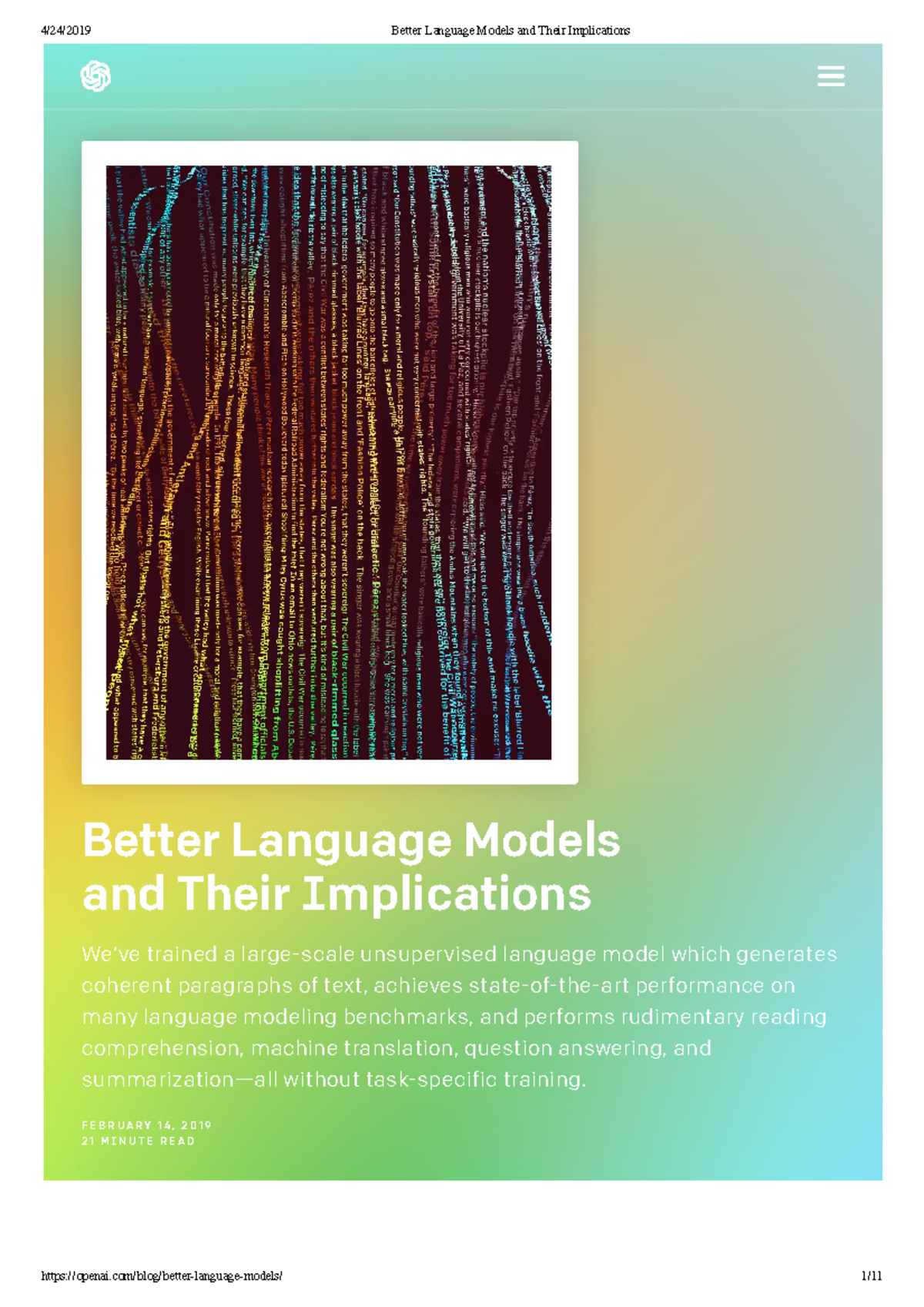 Better Language Models and Their Implications - Better Language Models and Their Implications We ...