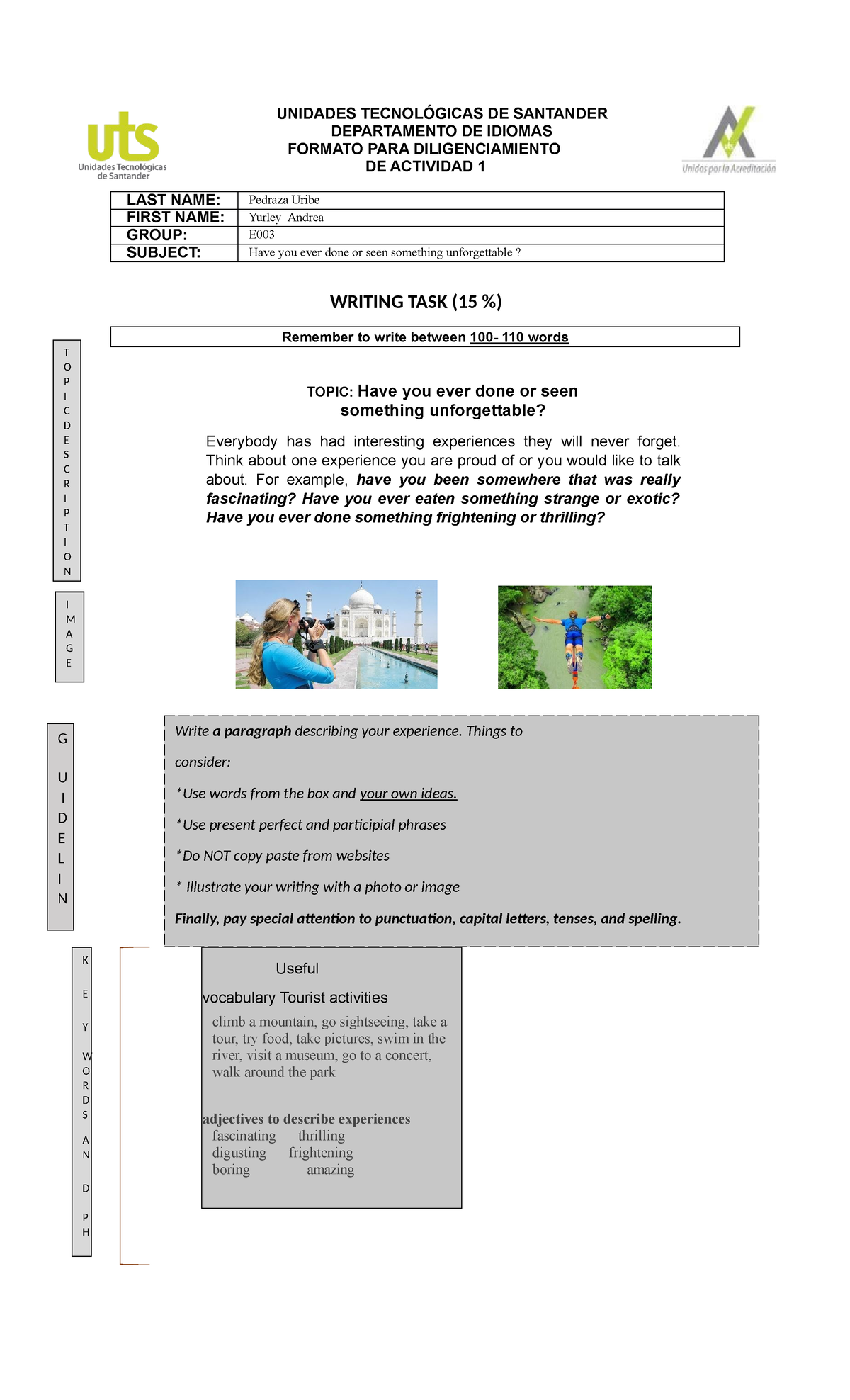 Writing TASK UNIT 1 English II 2021 2-convertido - UNIDADES ...
