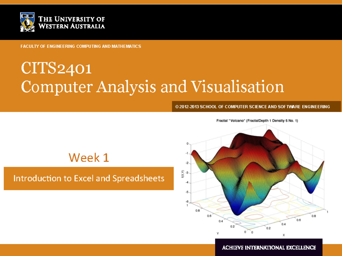 Lecture Slides Lecture 1 Week 1 Introduction To Excel And