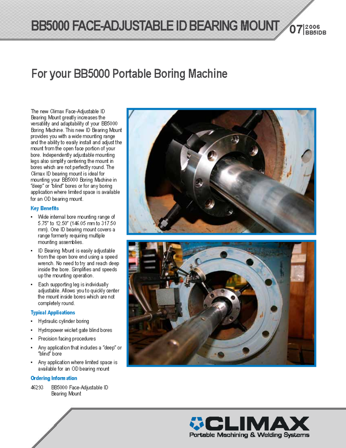 BB5IDB-E - equipo - BB5000 face-adjustaBle id Bearing mount for your BB5000 Portable Boring ...