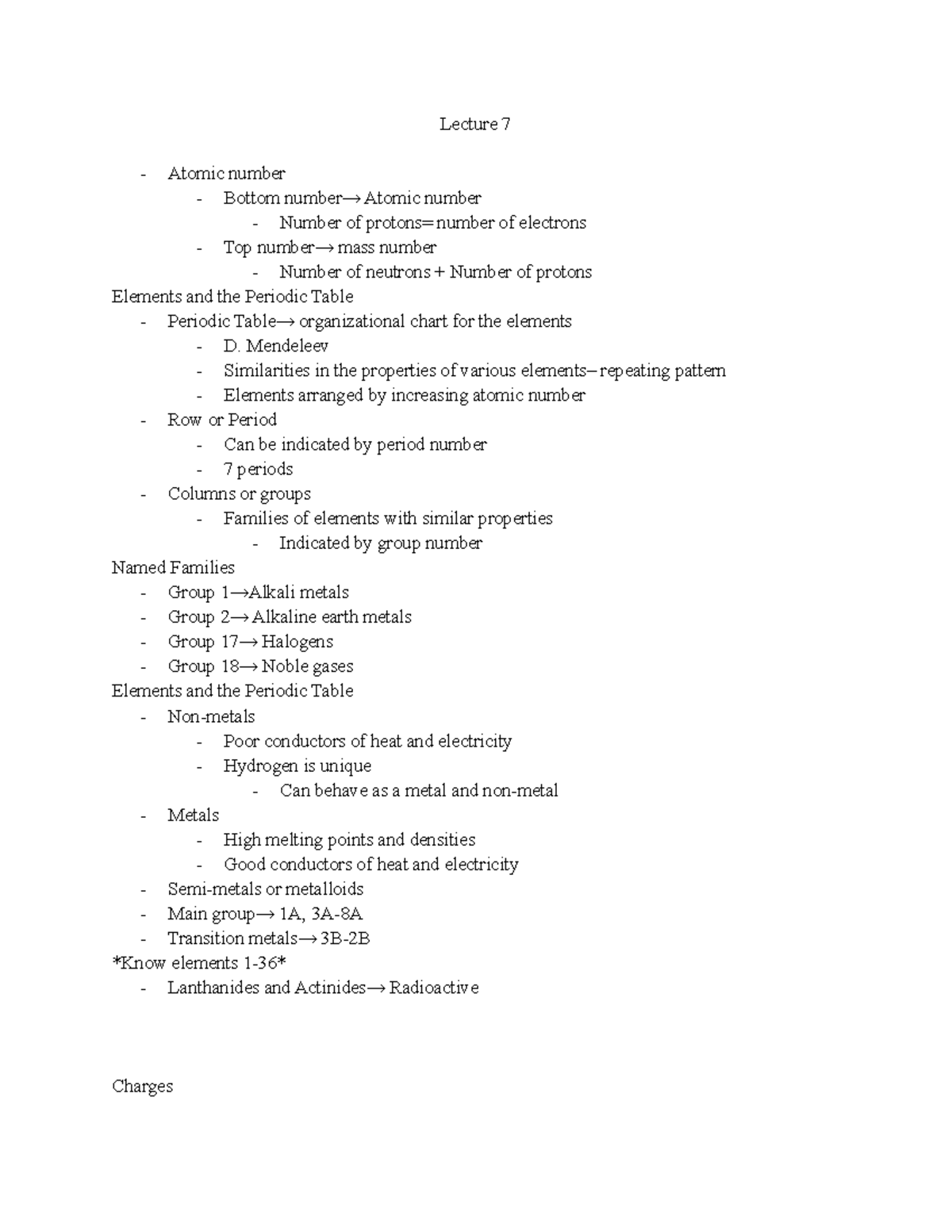 Periodic Table - Lecture 7 Atomic number Bottom number→ Atomic number ...