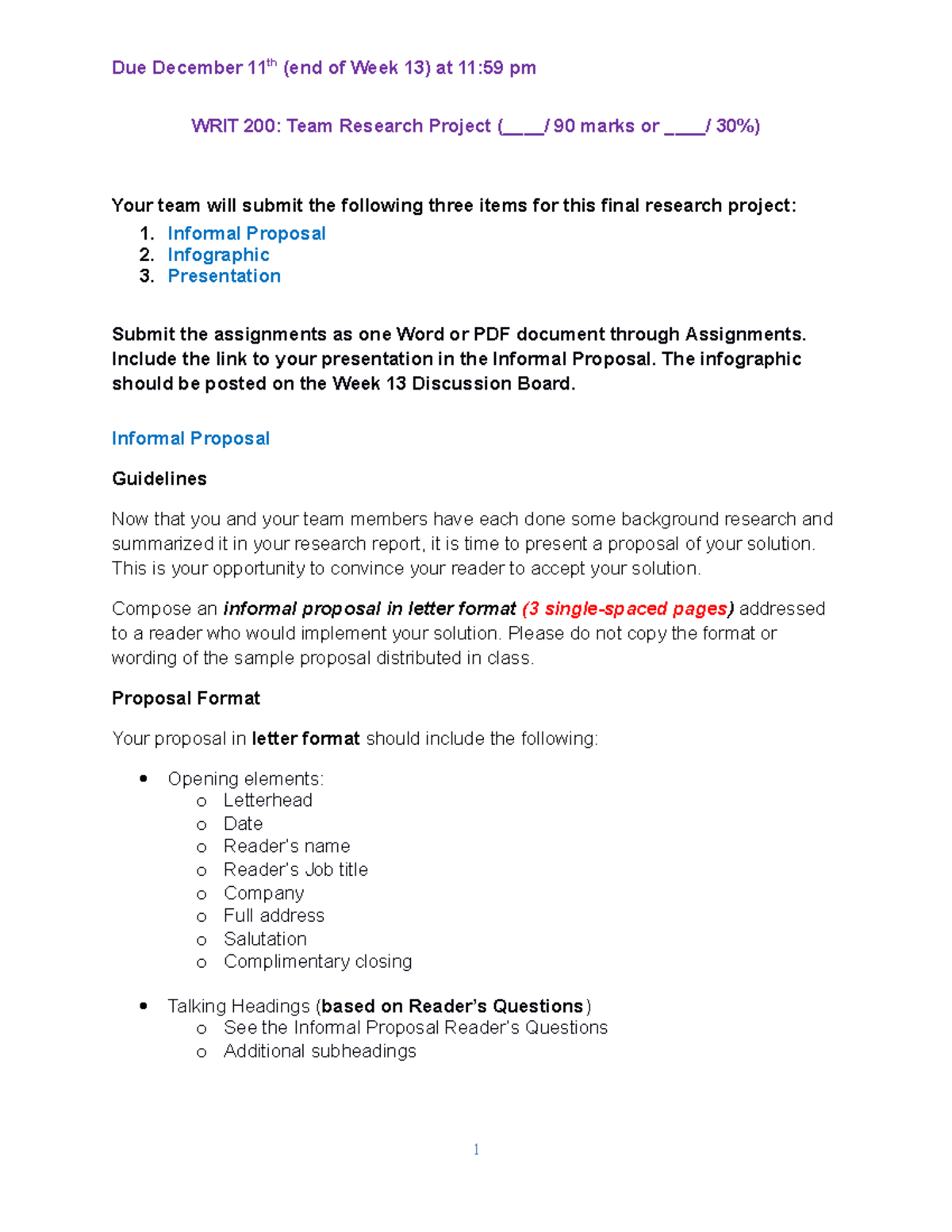 Final Team Research Project - WRIT 200: Team Research Project (____/ 90 ...