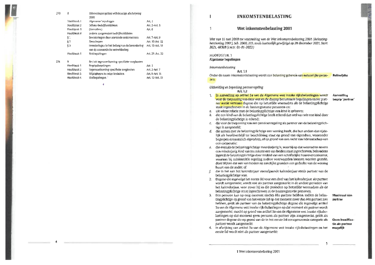 Geel gemaakte wettekst IB - Tax 2 IPM - Studeersnel