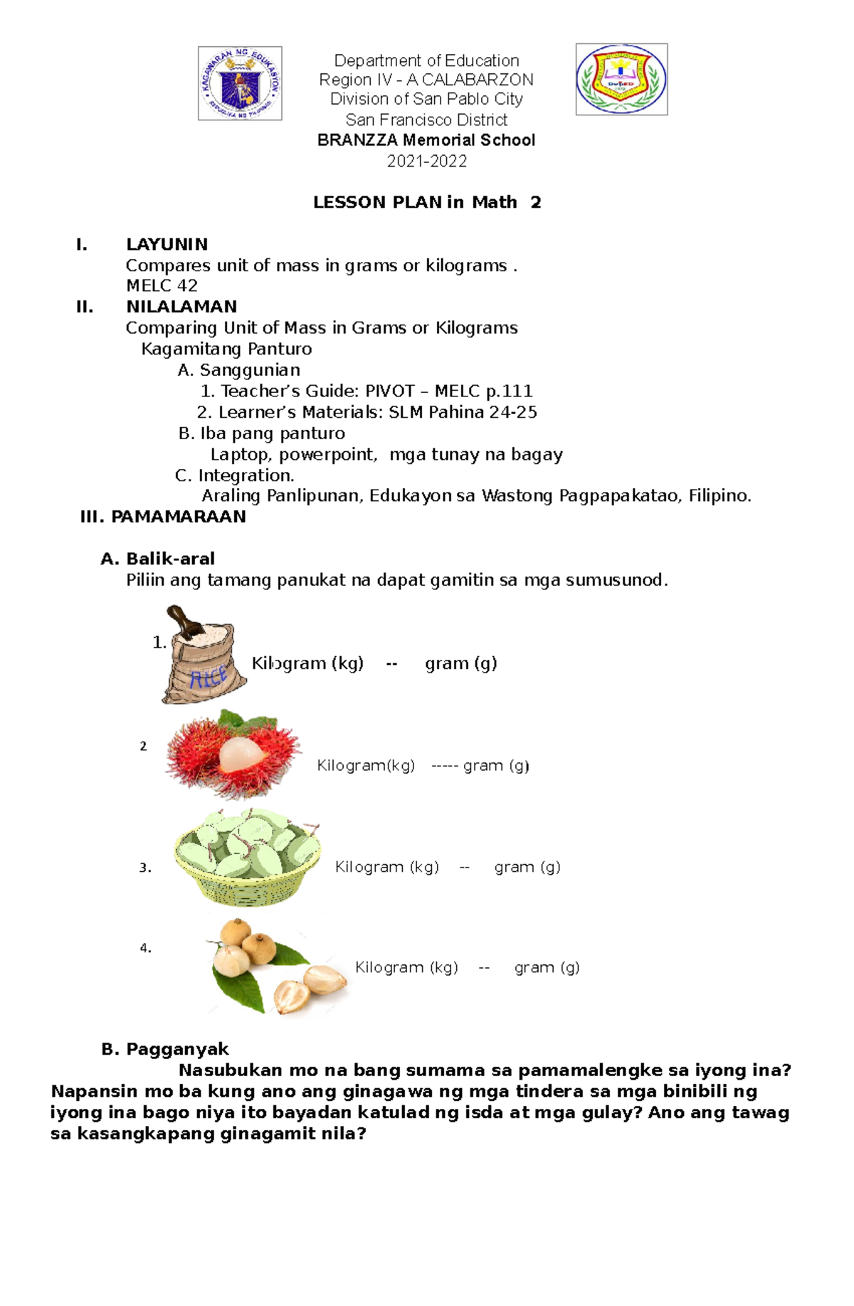CO 2 2021 2022 math 2 quarter 4 RLC 4 - Department of Education Region ...