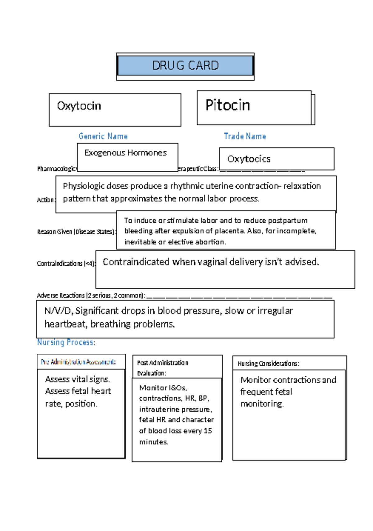 Oxytocin - Drug Facts - Generic N am e Trade Nam e Pharmacologic Class ...