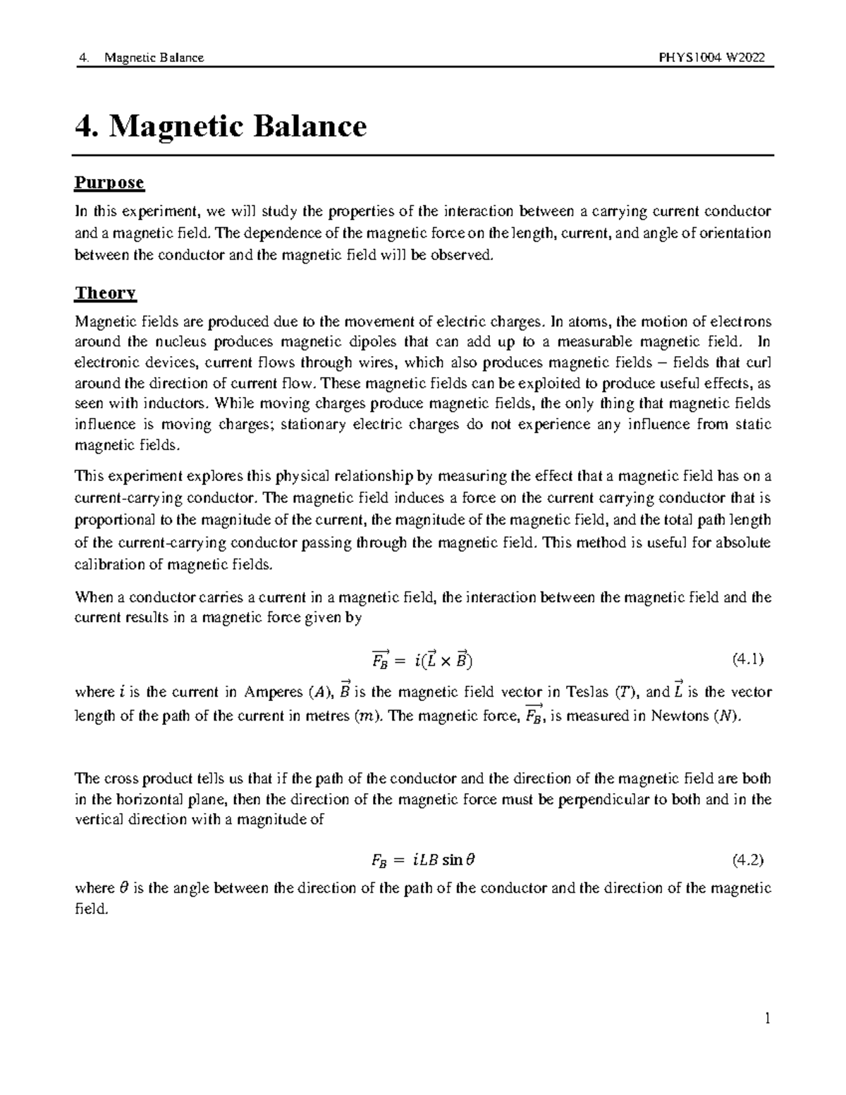Magnetic Balance Experiment - Studocu