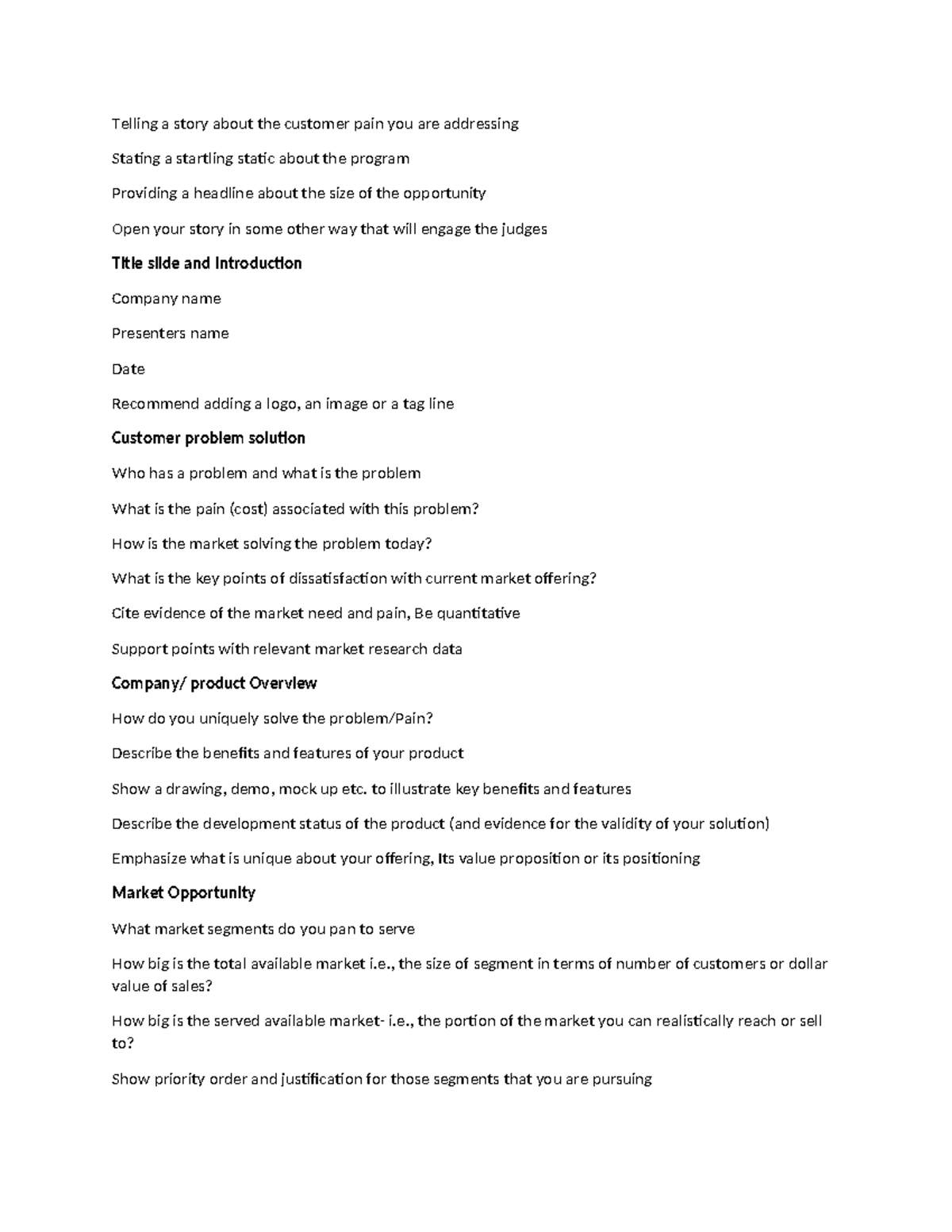 PPT Document - NOTES - Telling a story about the customer pain you are ...