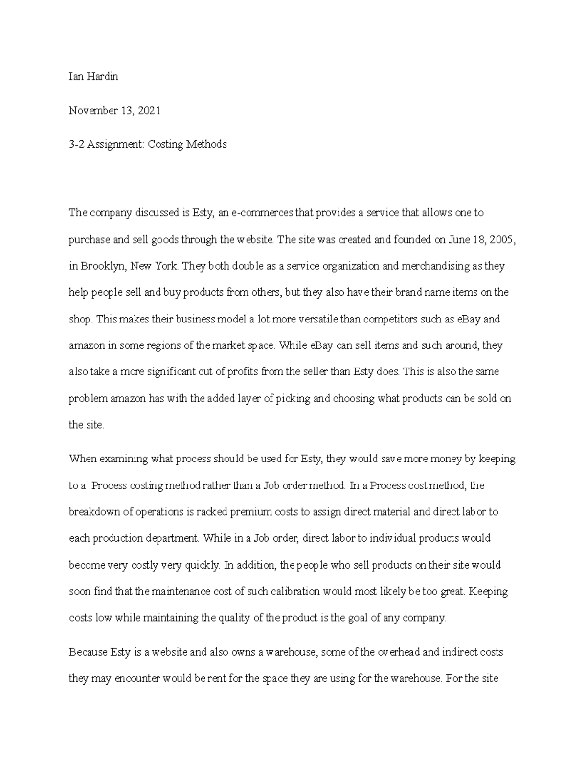 3 2 Assignment Costing Methods Ian Hardin November 13 2021 3 2