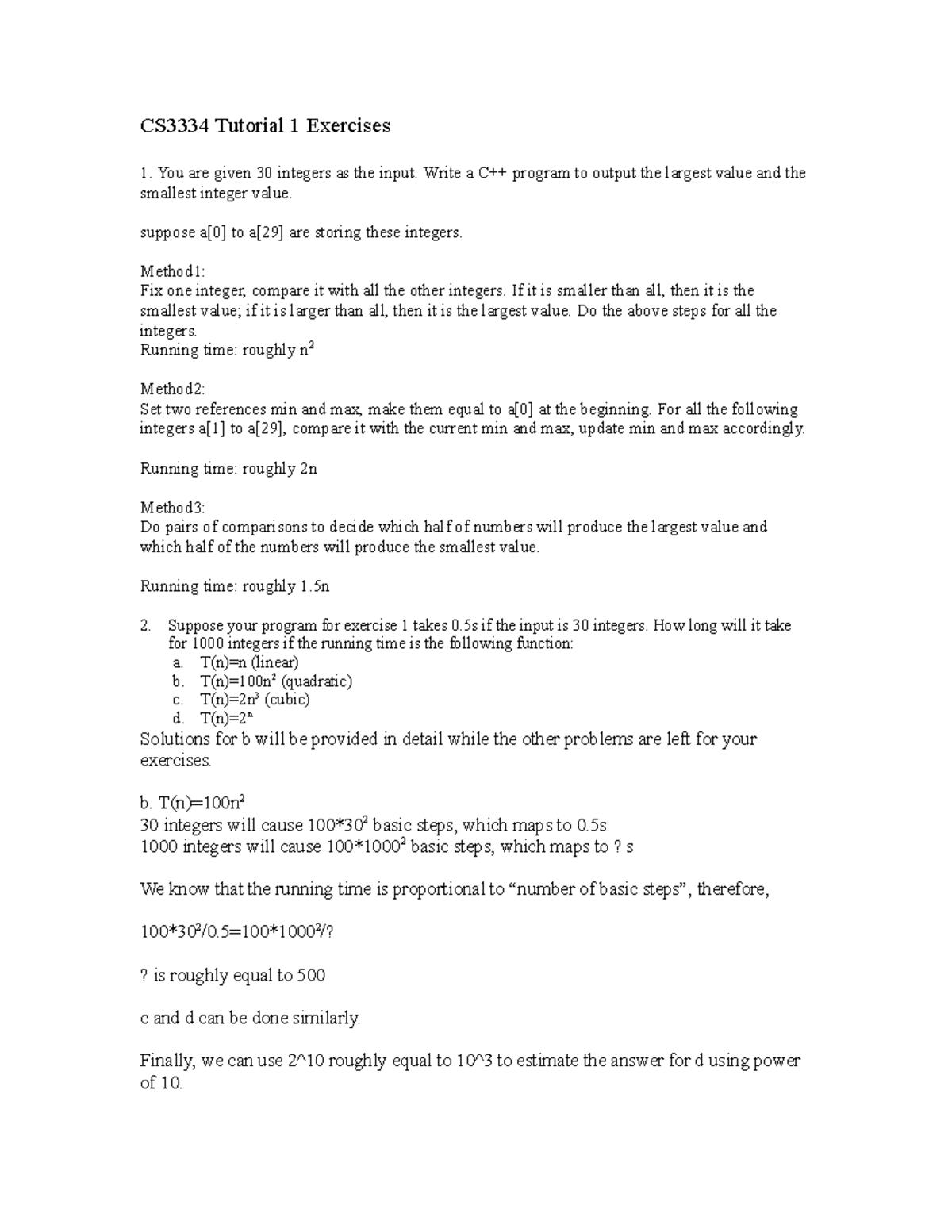 2020 Sem A CS3334 Tutorial 1 solution - Data Structures - CityU - Studocu