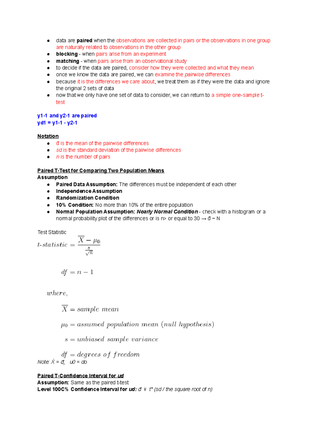 20 - Paired Samples and Blocks - data are paired when the observations ...