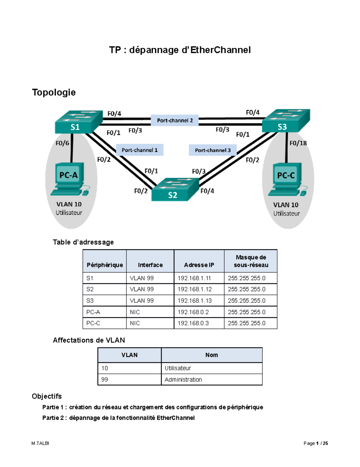 3.2.2.4 Lab - dépannage d’Ether Channel - ILM - TP : dépannage d’EtherChannel Topologie Table ...