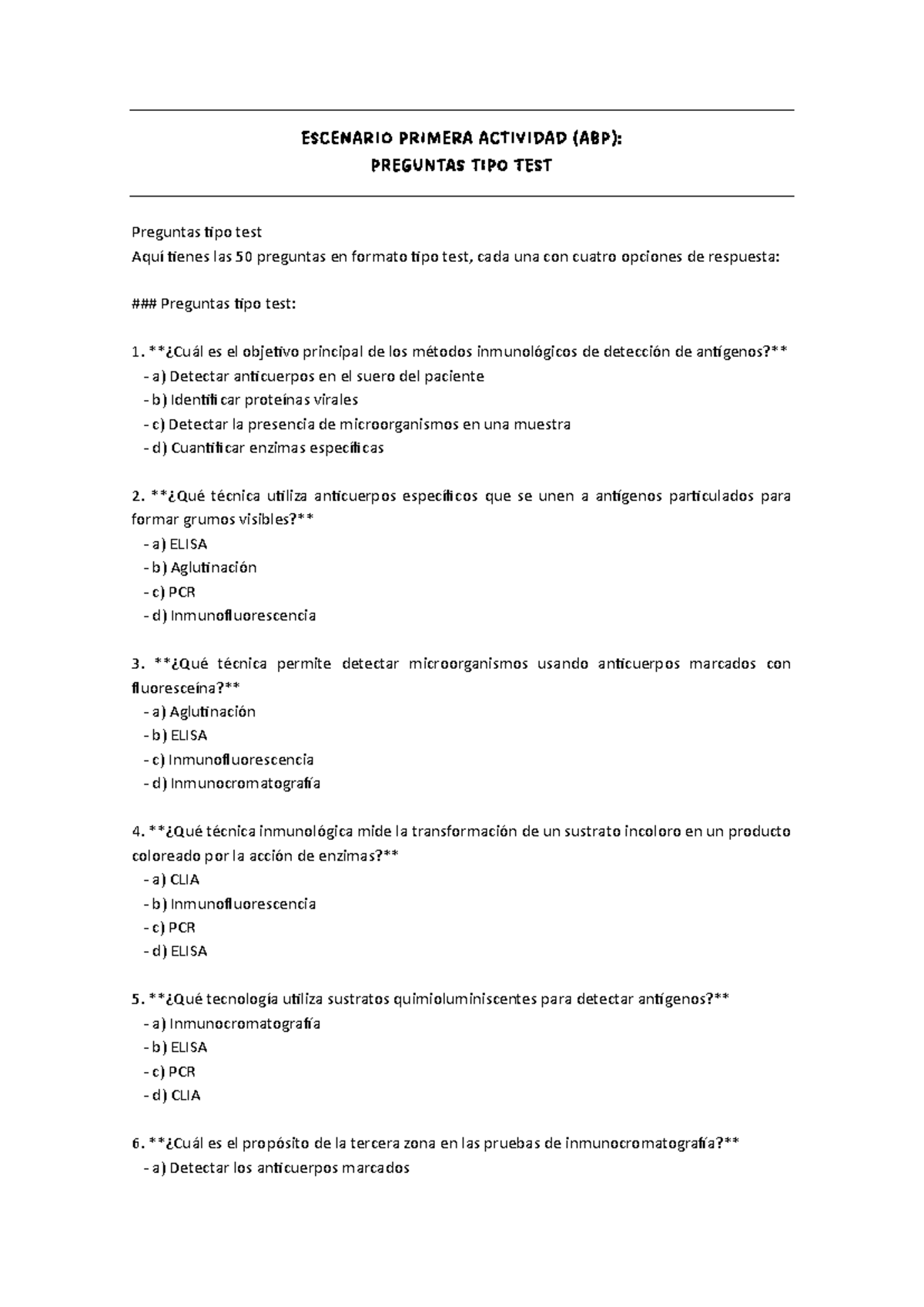 ABP1 TEST - Test - ESCENARIO PRIMERA ACTIVIDAD (ABP): PREGUNTAS TIPO ...