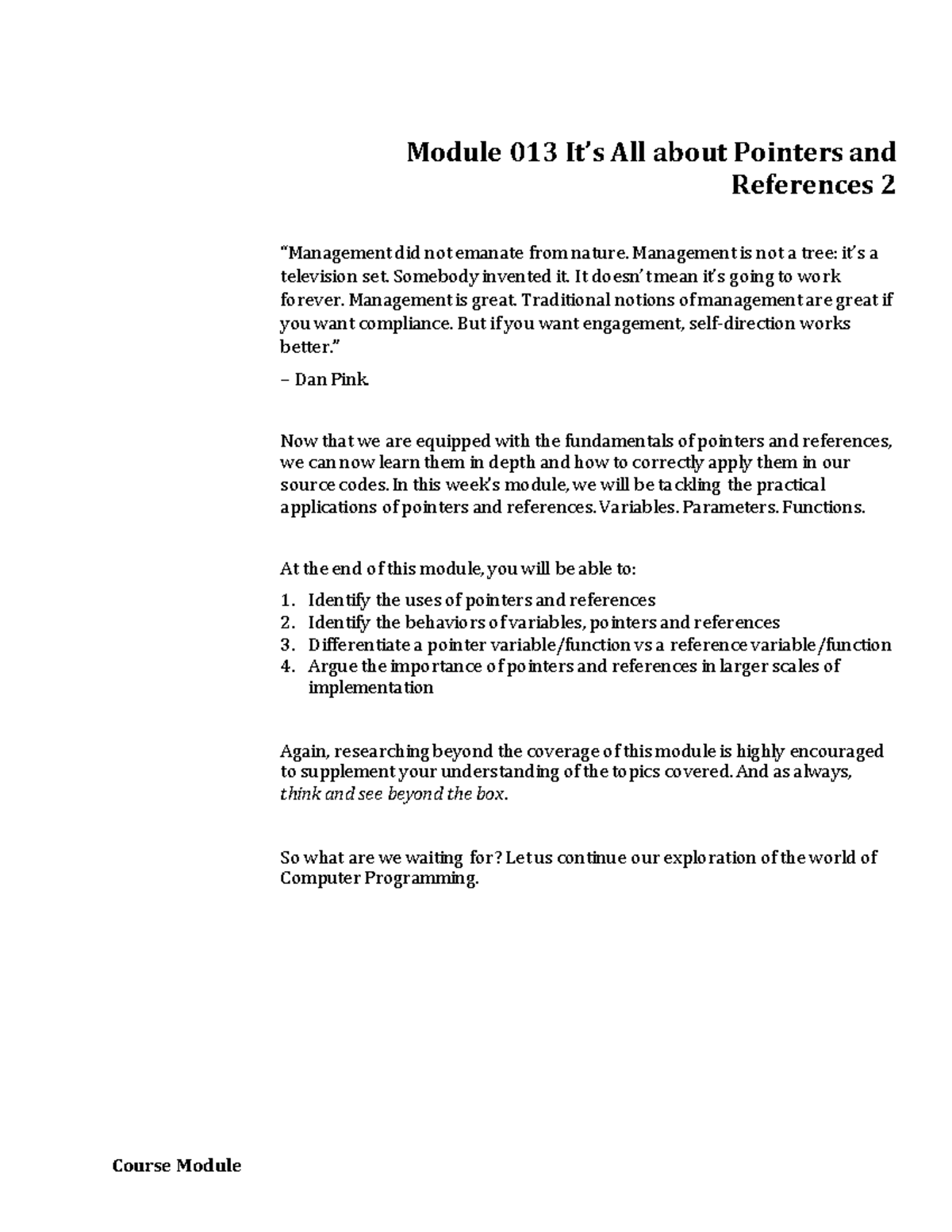 W13-Module Its all about Pointers and references 2-merged - Course ...