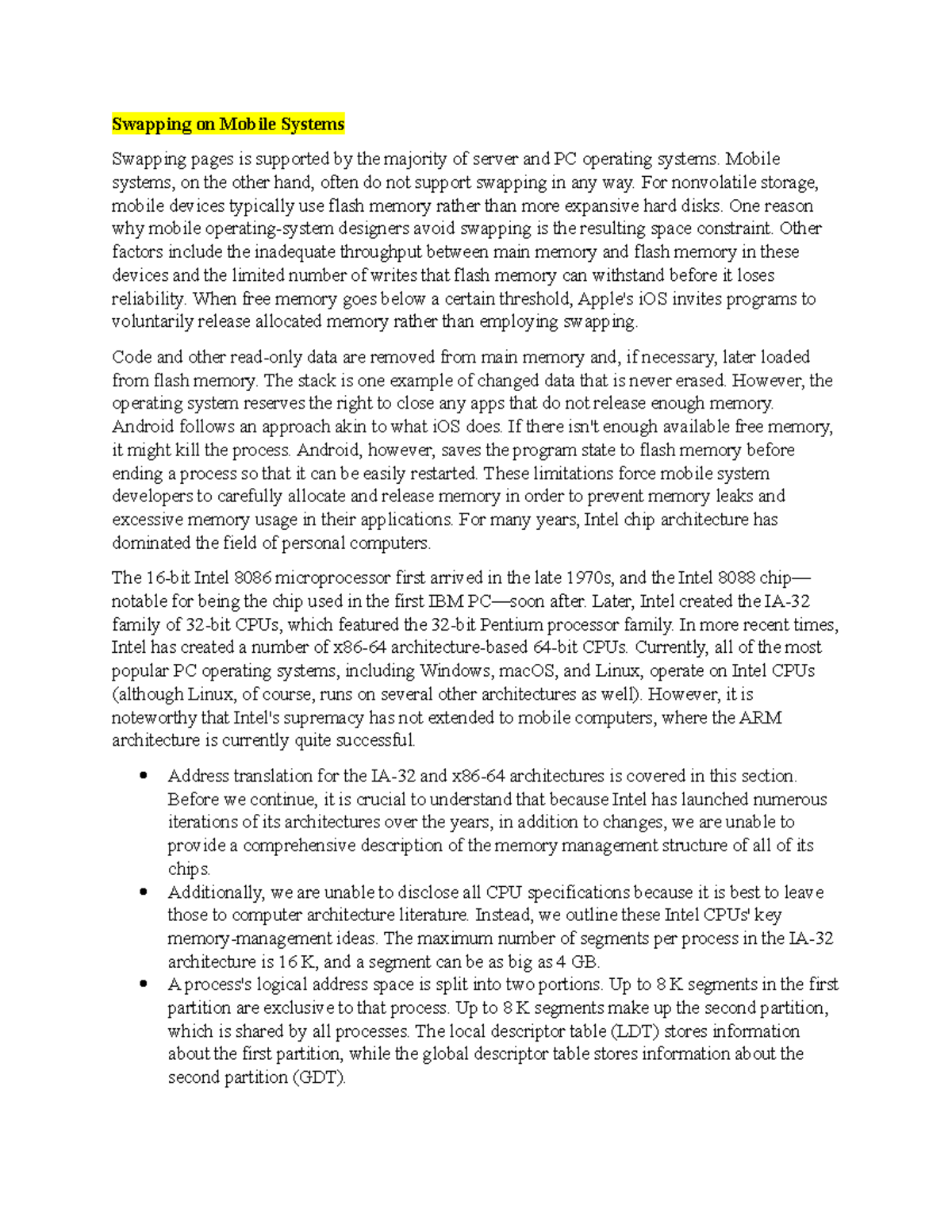 Swapping On Mobile Systems Swapping On Mobile Systems Swapping Pages Is Supported By The