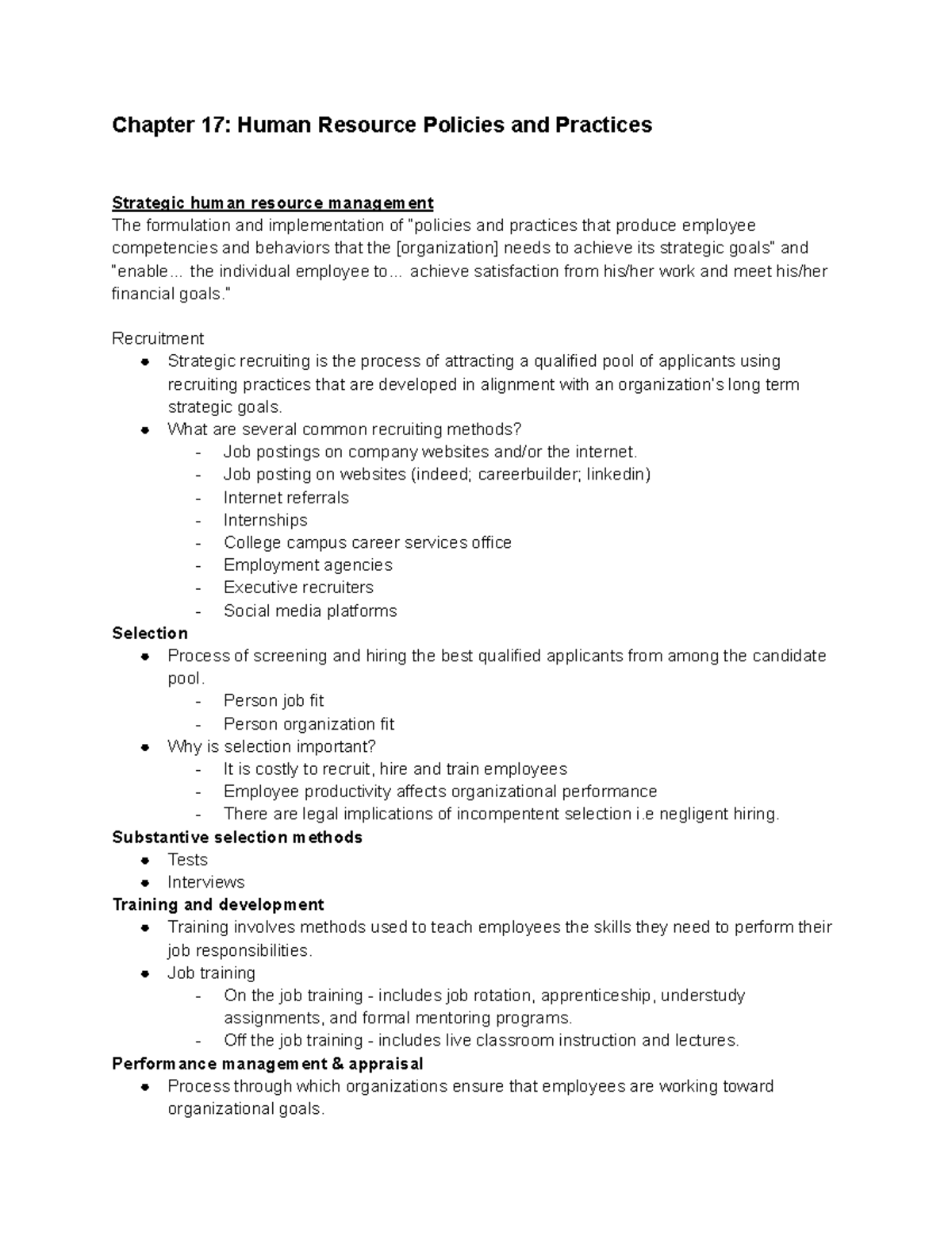 Chapter 17 HR Policies and Practices - Chapter 17: Human Resource Policies and Practices ...