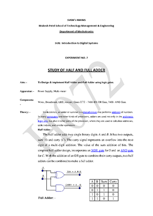 H020 Aryan Jain IDS lab 6 - Aim To study and understand the working of a 1 bit comparator using ...