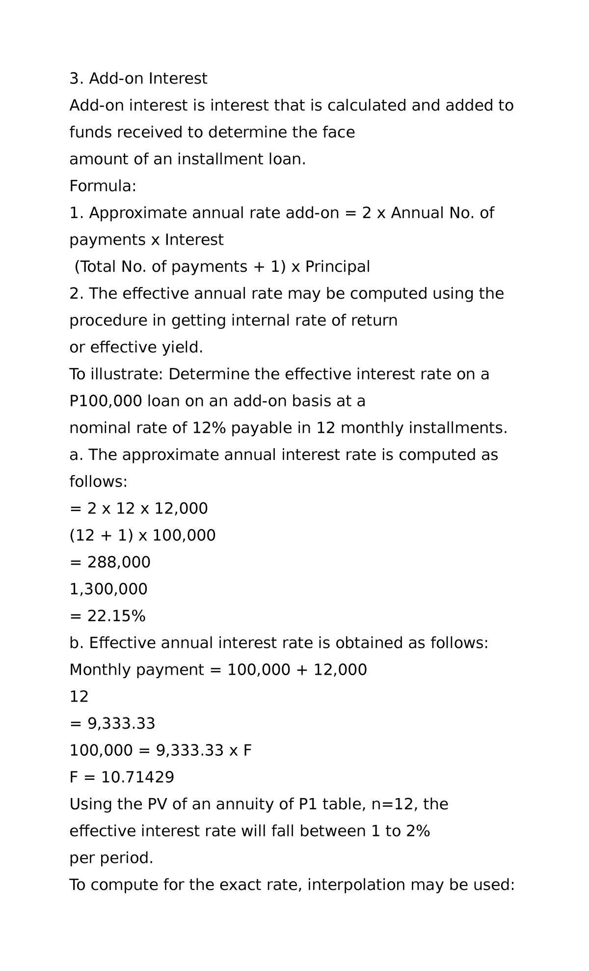 LO4 - Notes - Add-on Interest Add-on interest is interest that is ...