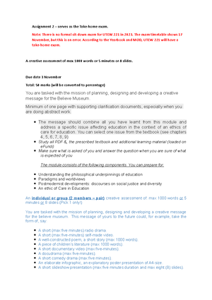 UTEW 321 Assignment 1 - Assignment 1 Group: 16 Module code: UTEW 221 I ...
