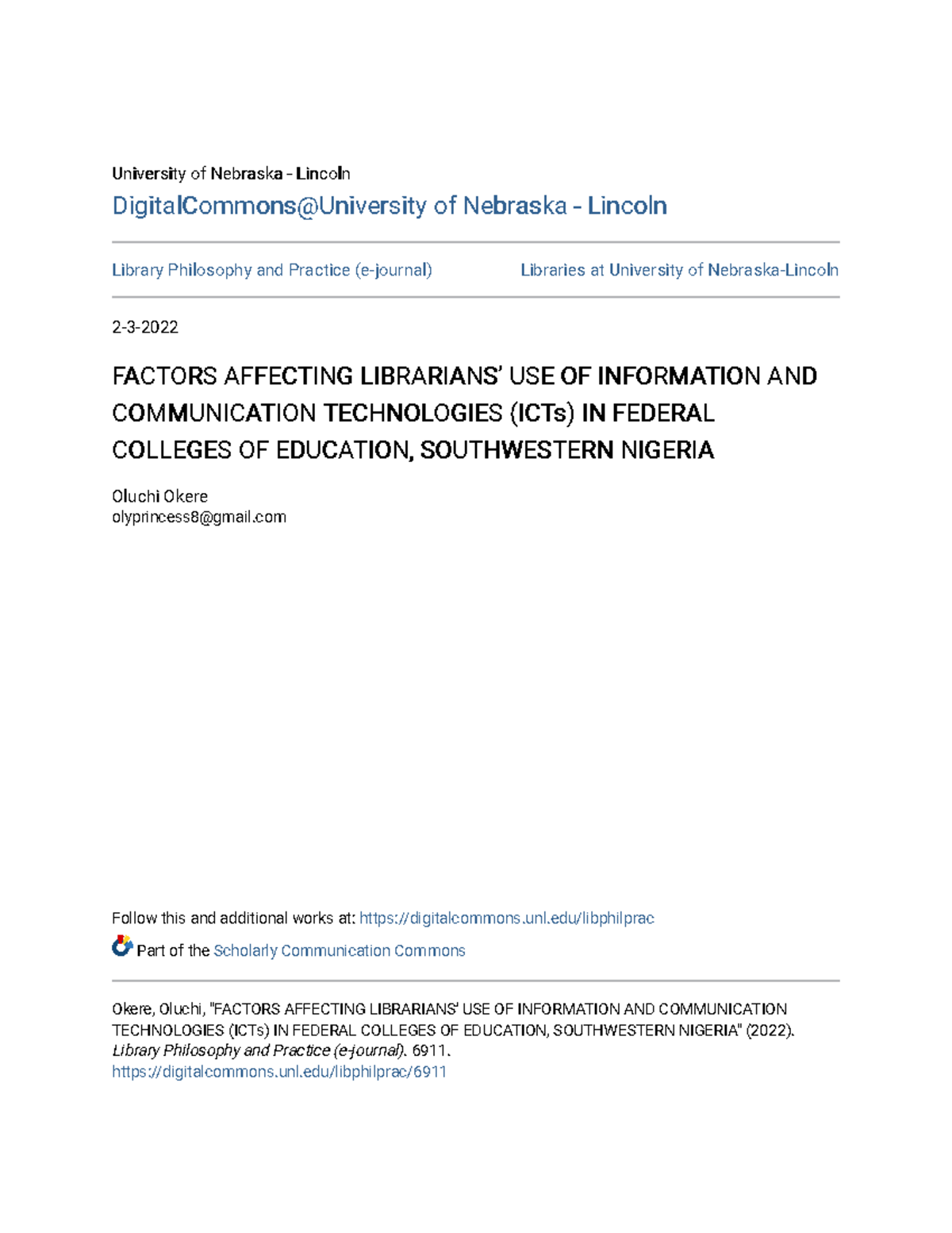Factors Affecting Ict Ict Revision University Of Nebraska