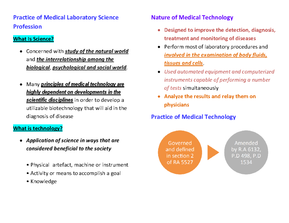 Practice of Medical Laboratory Science Profession - Principles of ...