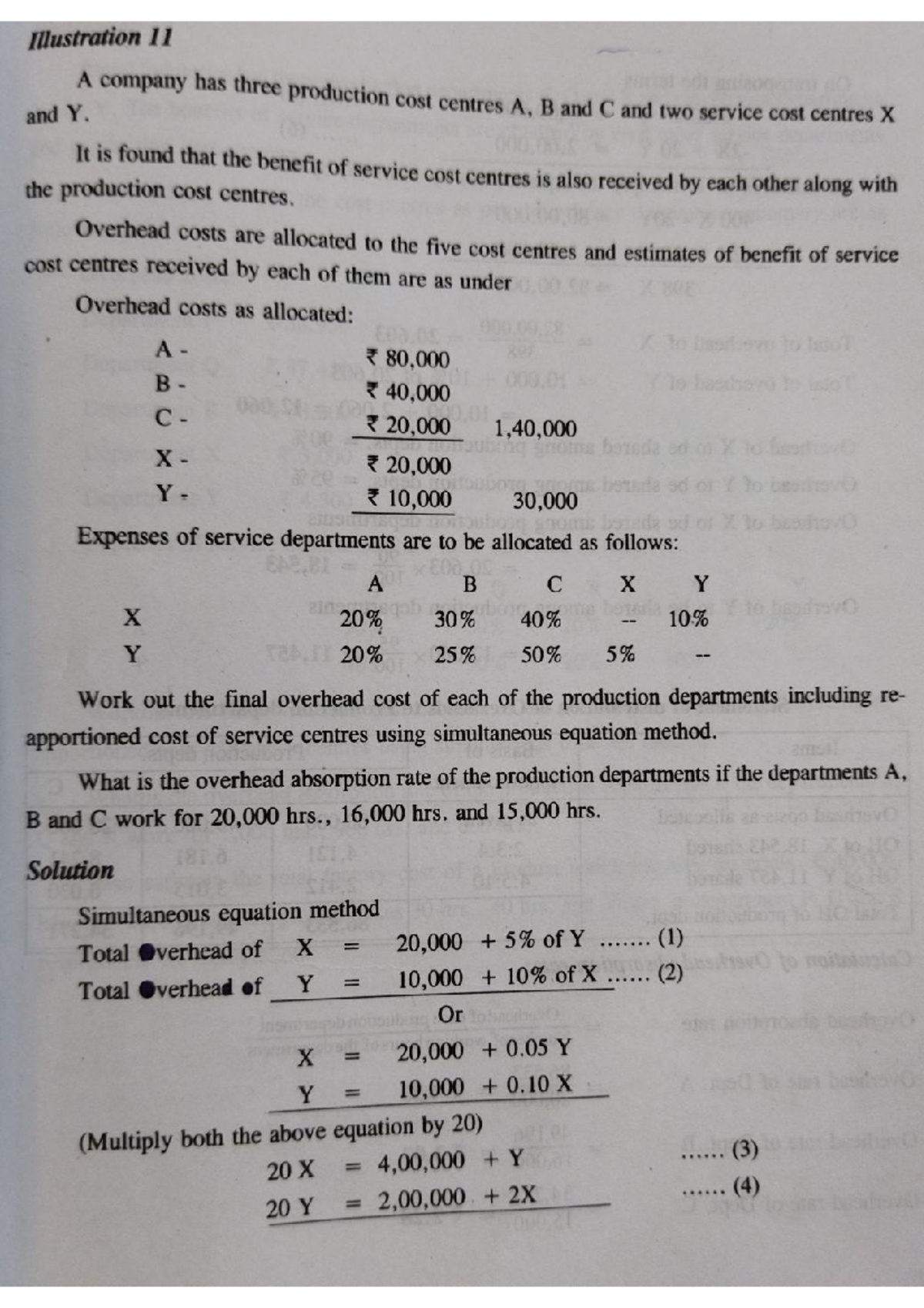 Computation of overhead absorption rate under Simultaneous Equation ...