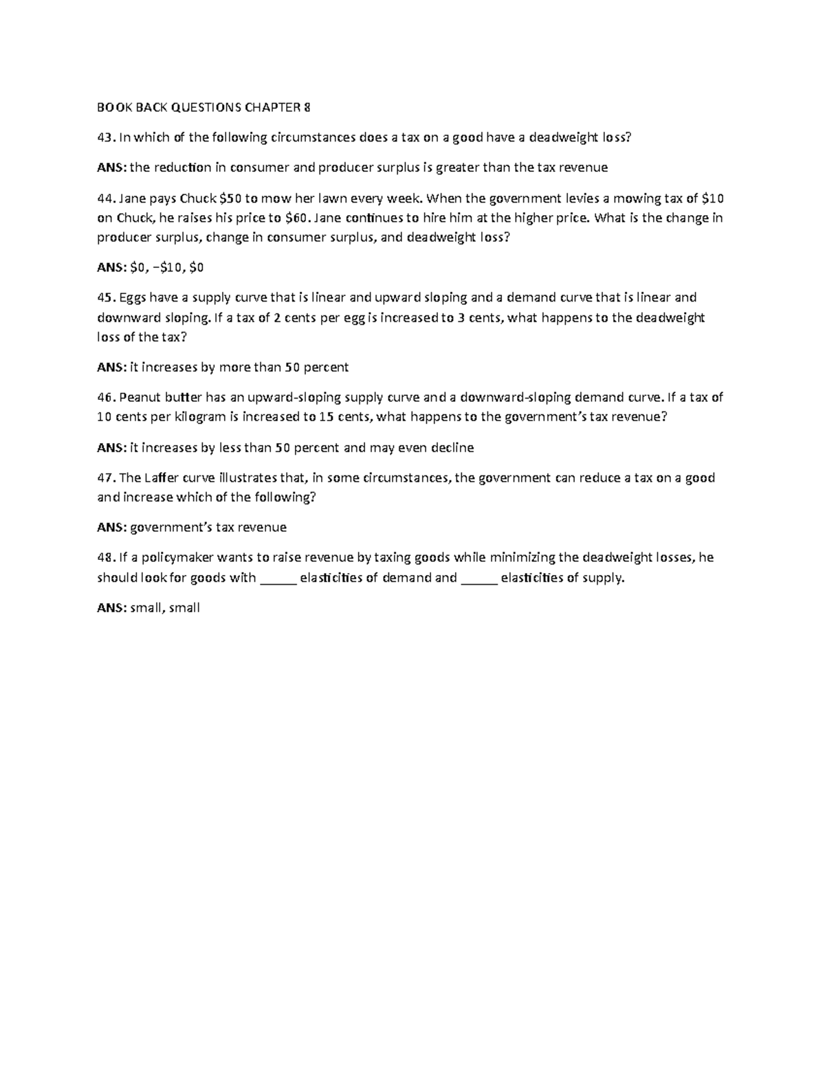 BOOK BACK Questions Chapter 8 - Econ 247 - AU - Studocu