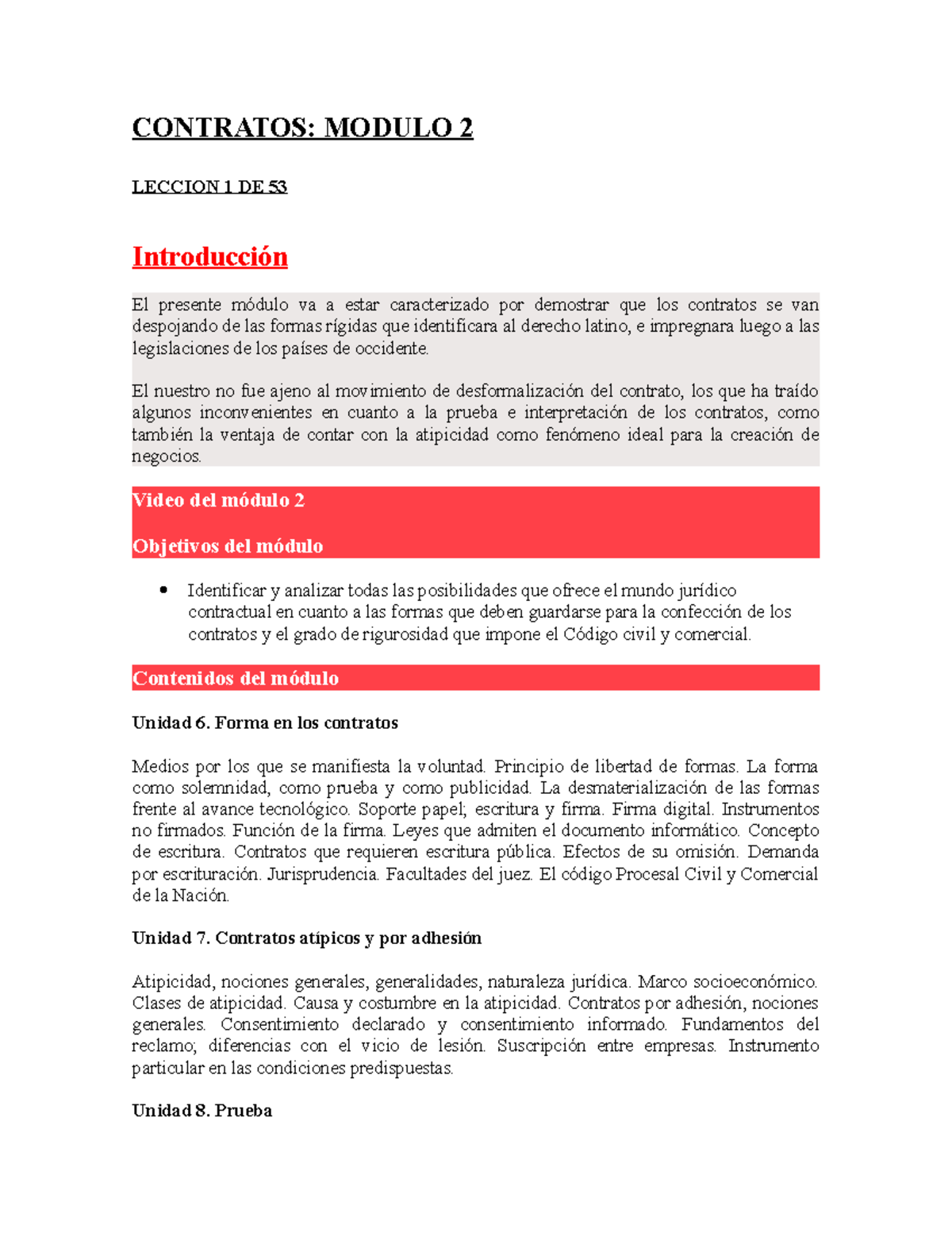 Modulo 2 - Contratos - CONTRATOS: MODULO 2 LECCION 1 DE 53 Introducción El presente módulo va a ...