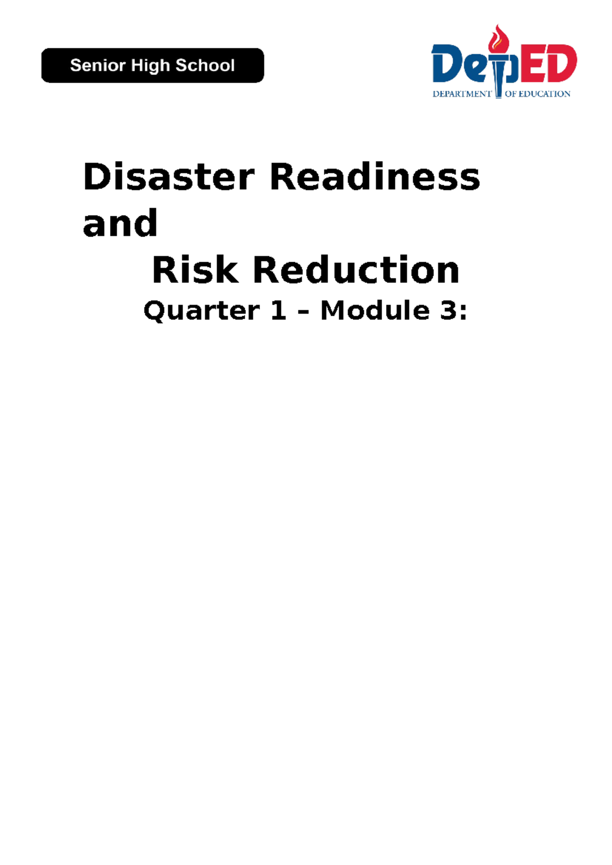 -Mod3-DRRR - Disaster Risk Reduction Management Module 3 - Disaster ...