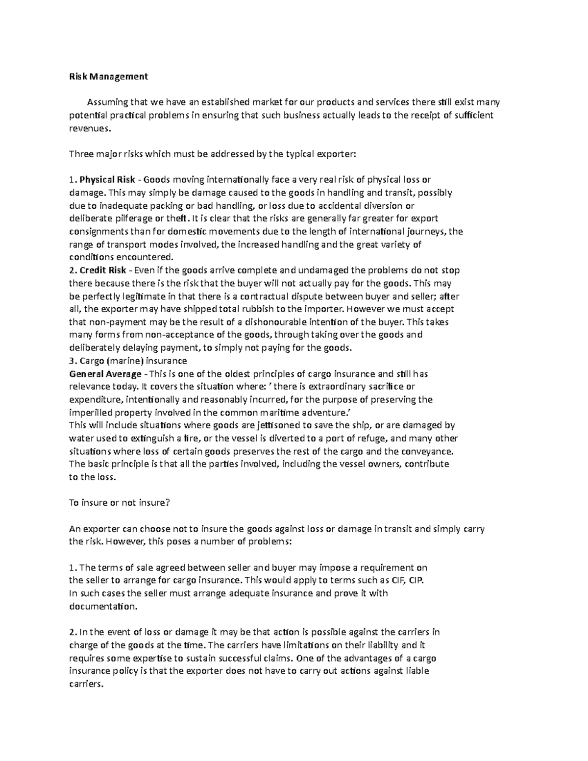 Customs Control Export and Import - Risk Management Assuming that we ...