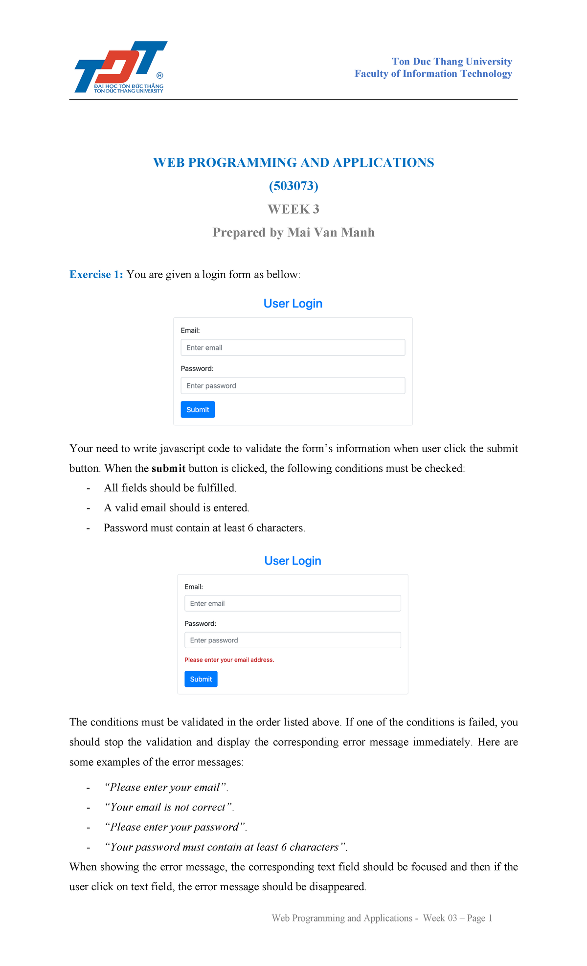 Lab04 - TAI LIEU VIP - Ton Duc Thang University Faculty of Information Technology Web ...