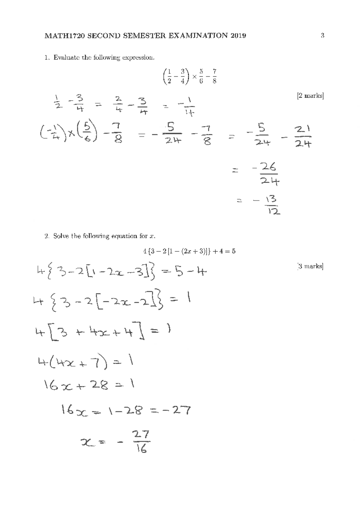 MATH 1720 Final Exam Solutions 2019-02 - 1720 - UWA - Studocu