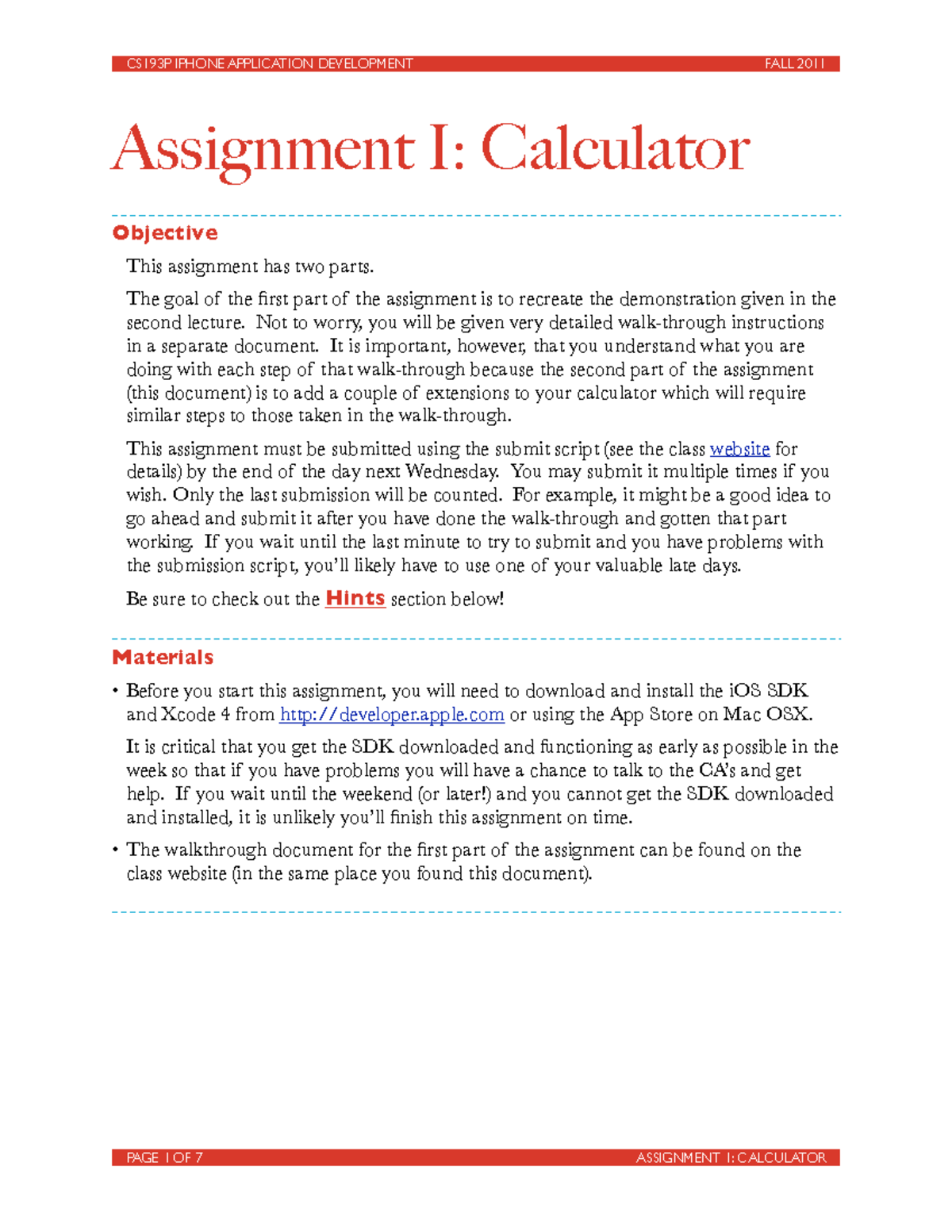 Assignment 1 - Electric baby - Assignment I: Calculator Objective This ...