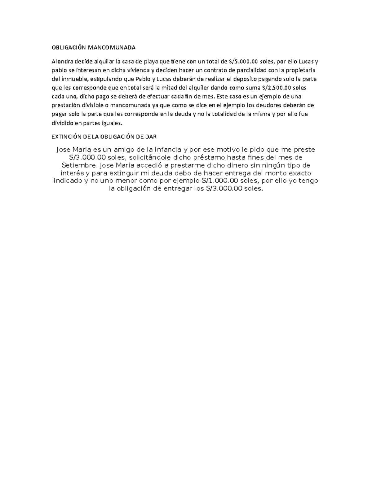 Ejemplo de Obligación mancomunada - OBLIGACIÓN MANCOMUNADA Alondra ...