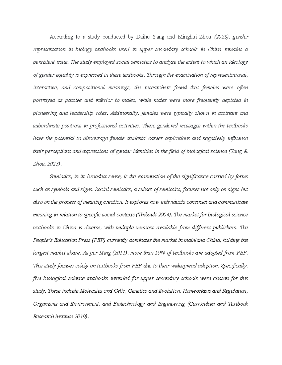 According to a study conducted by Daihu Yang and Minghui Zhou - The ...