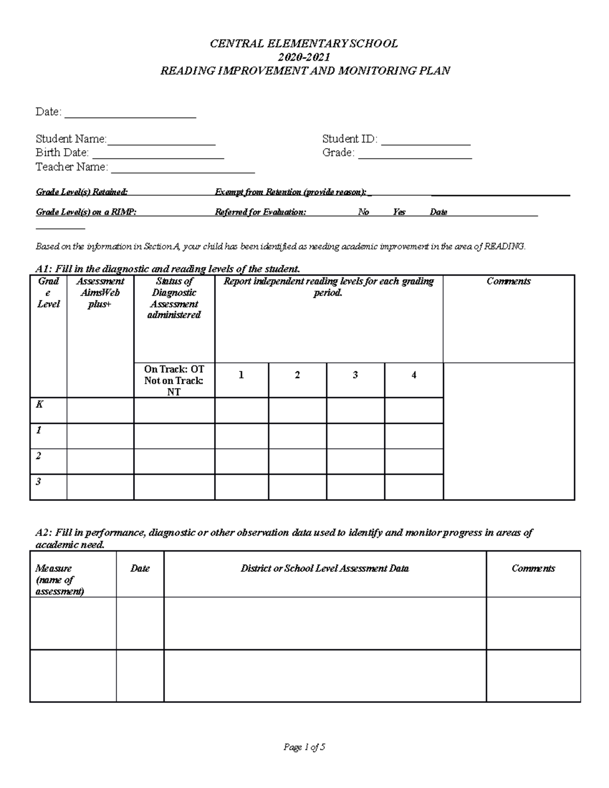 Reading-Improvement-and-Monitoring-Plan Final - CENTRAL ELEMENTARY ...