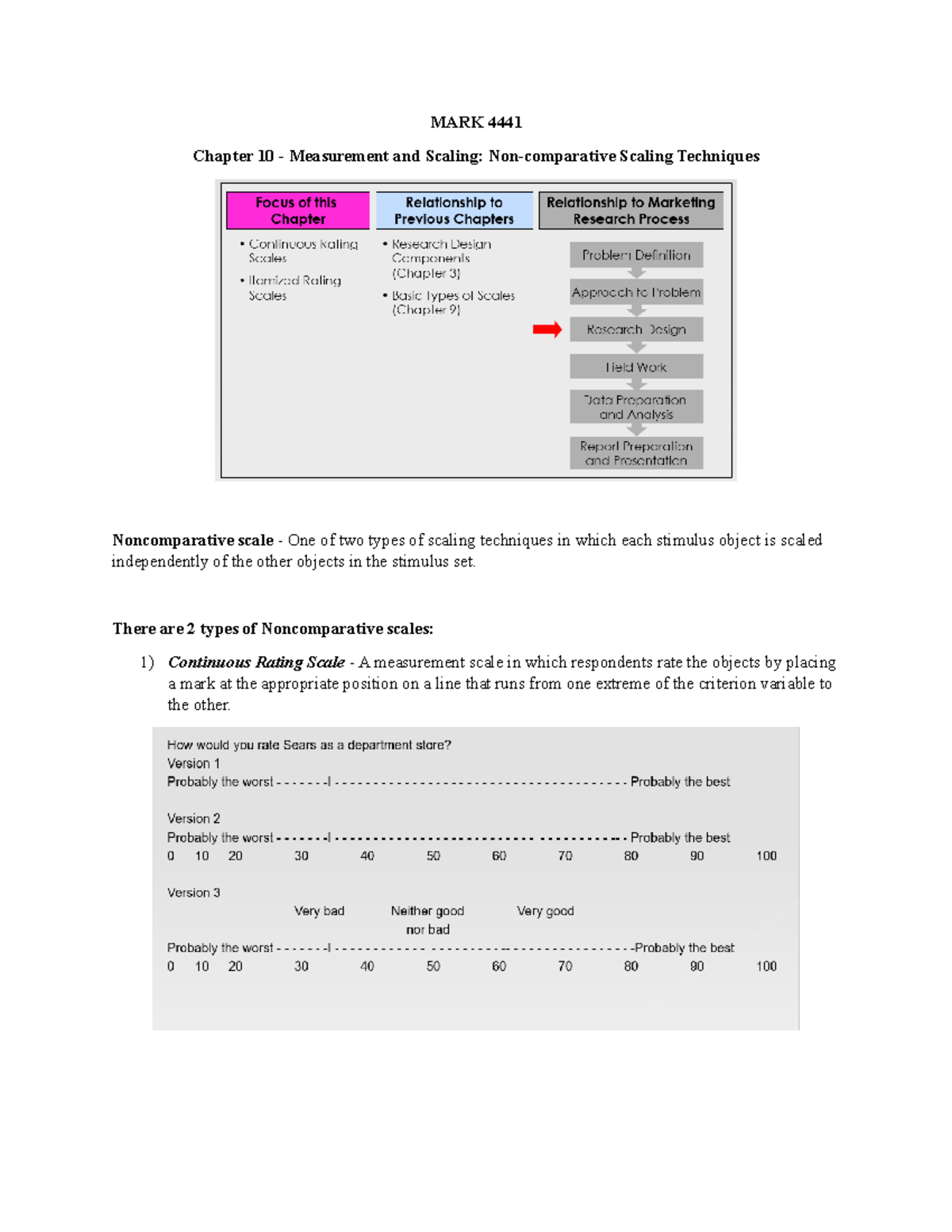 MARK 4441 - Chapter 10 Notes - MARK 4441 Chapter 10 - Measurement and ...