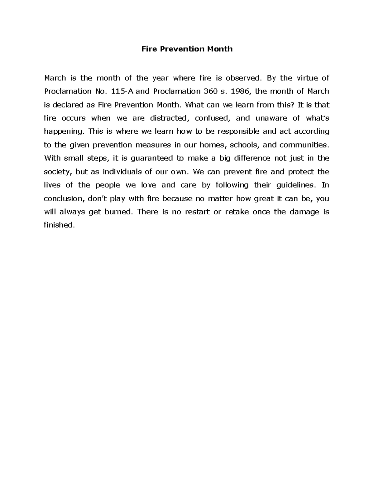 Fire Prevention Month - Opinion - Fire Prevention Month March is the ...