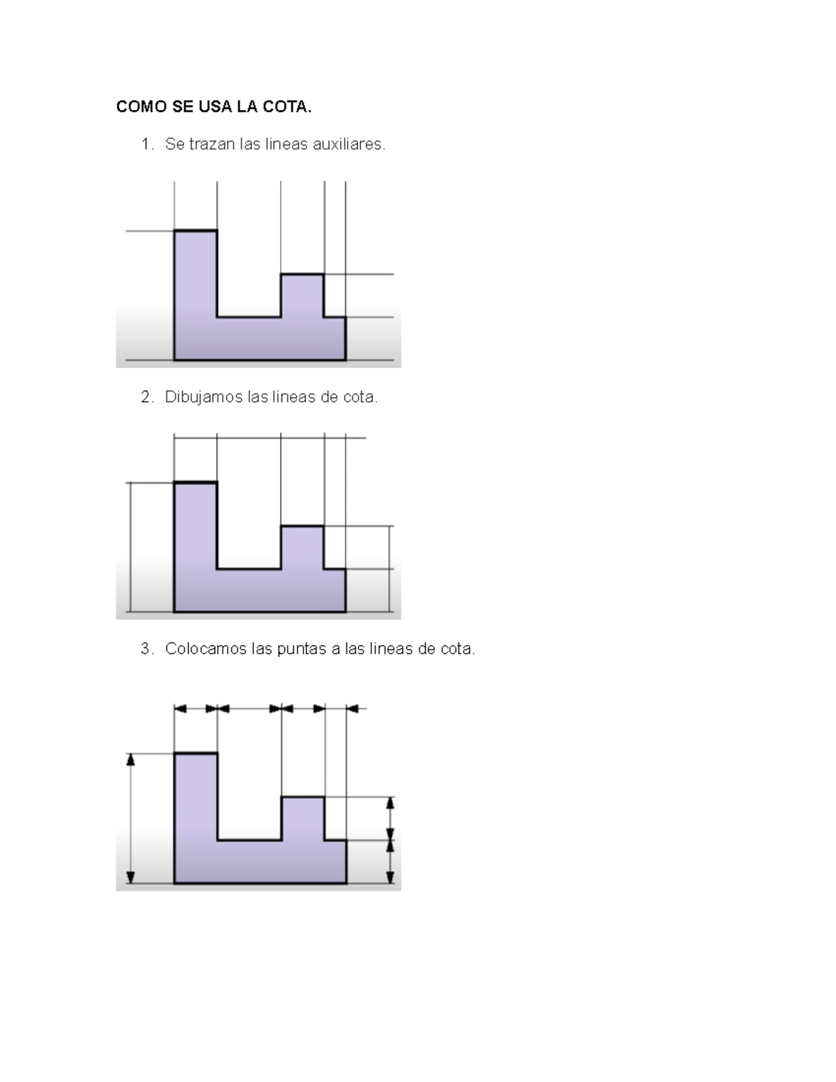 COMO SE USA LA COTA - Se trazan las lineas auxiliares. Dibujamos las ...