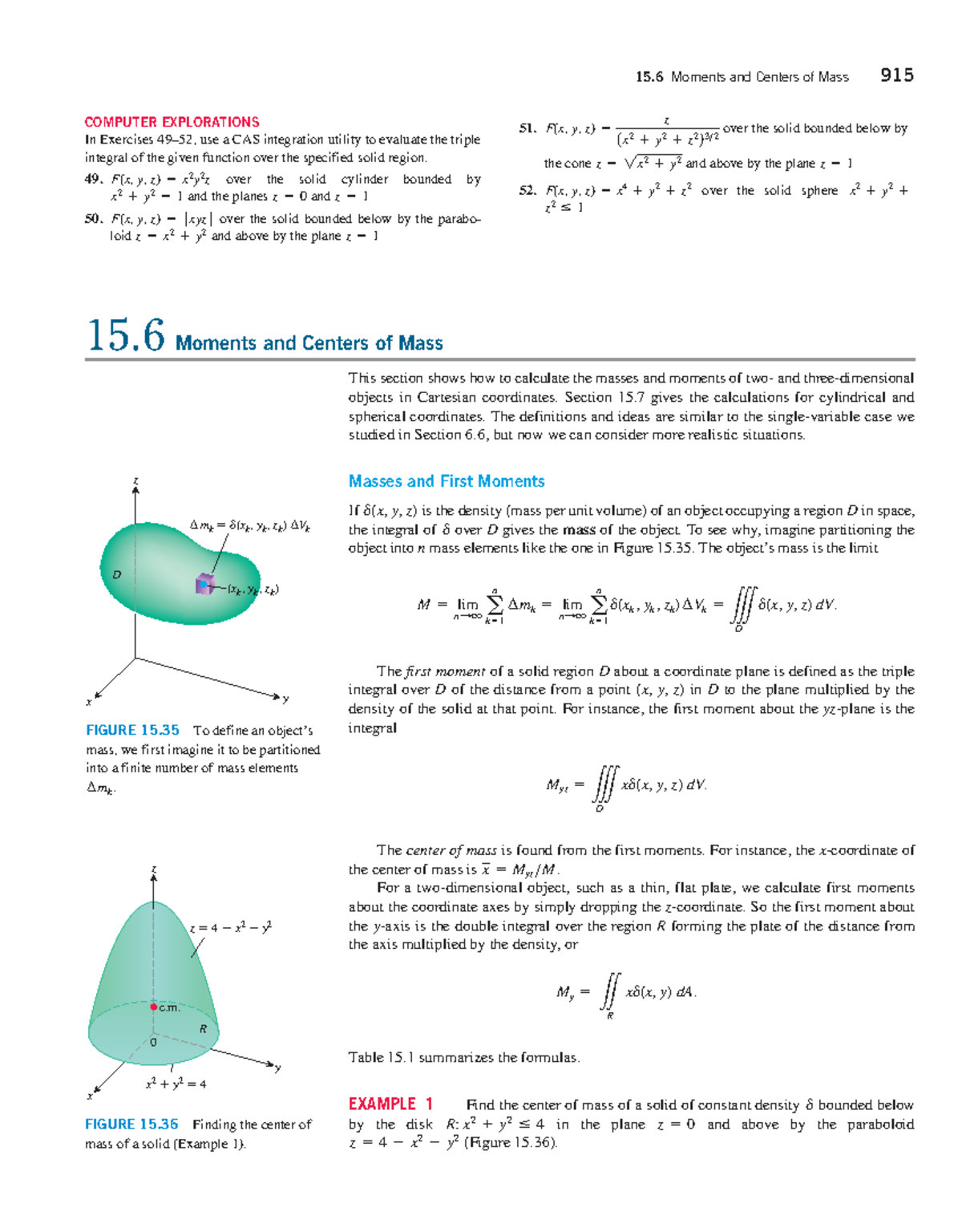 Math ch15-6 - math work - 15 Moments and Centers of Mass 915 COMPUTER ...