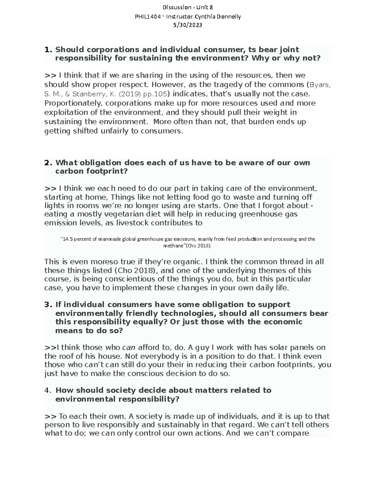 Discussion unit 8 - PHIL 1404 - UoPeople - Studocu